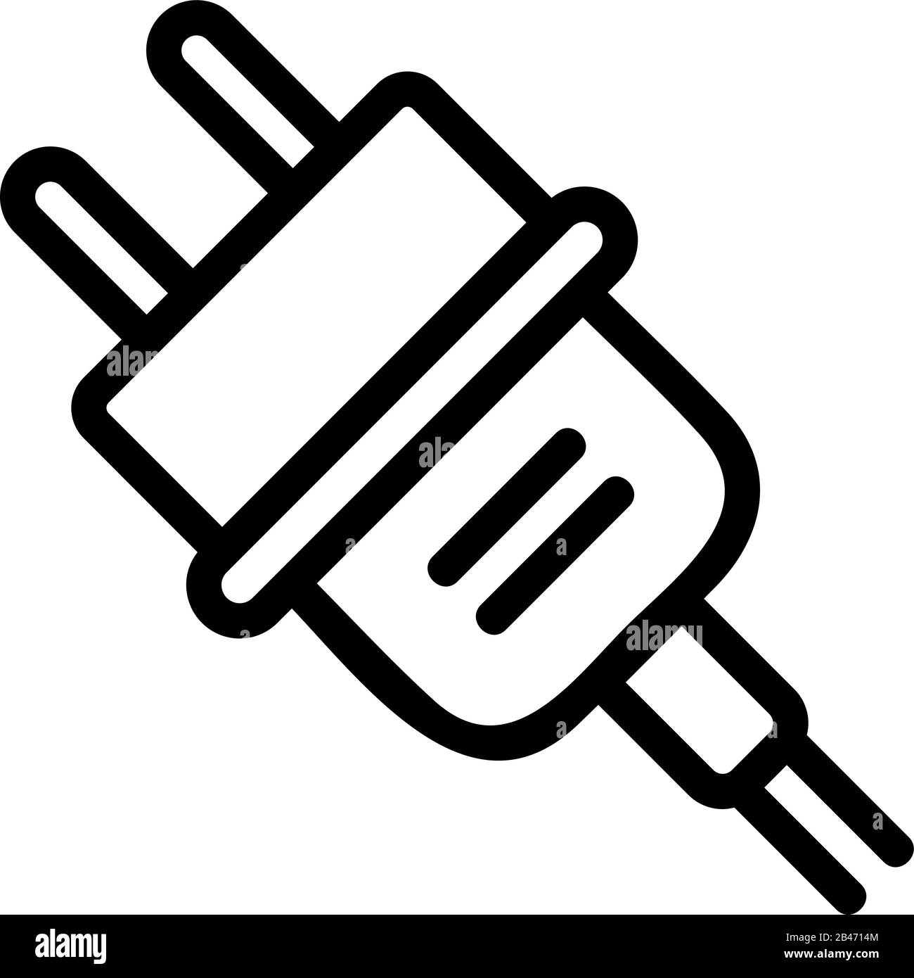 Electric socket connector icon vector. Isolated contour symbol ...
