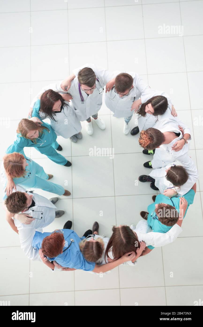 top view. a lot of diverse doctors standing forming a circle Stock ...
