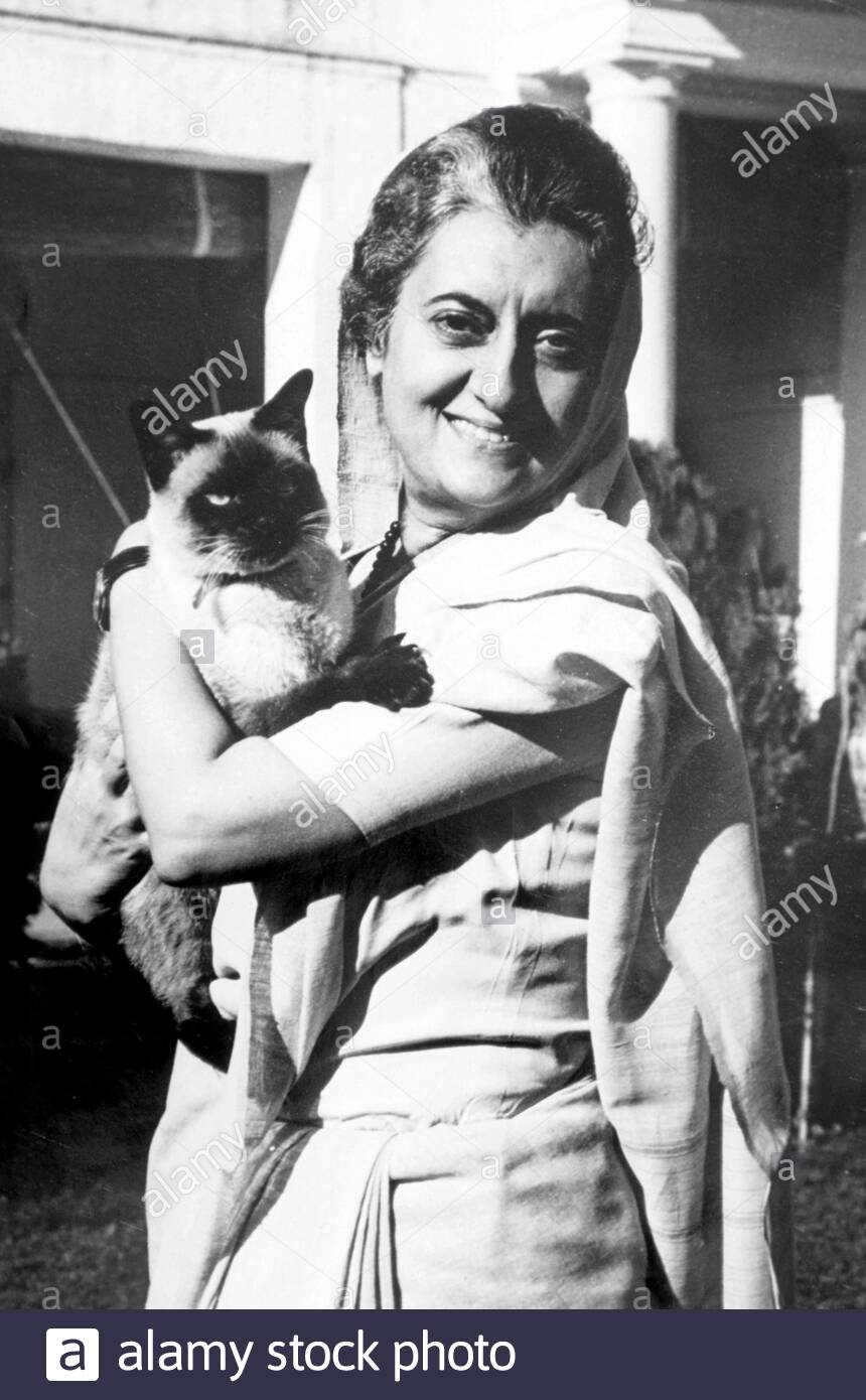 Indian Prime Minister Indira Gandhi Black and White Stock Photos ...