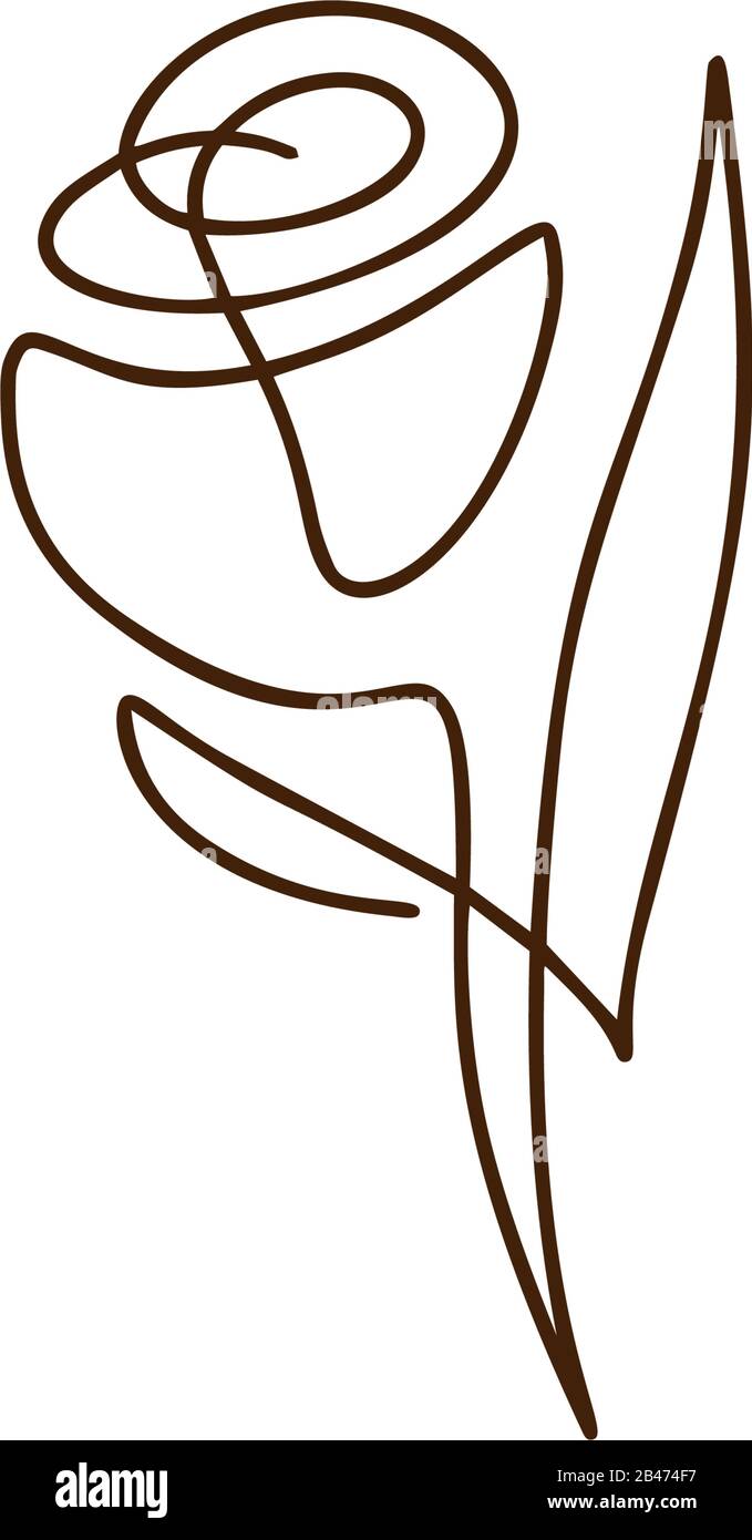 Tulip Flower Vector One Line Art Logo Minimalist Contour Drawing