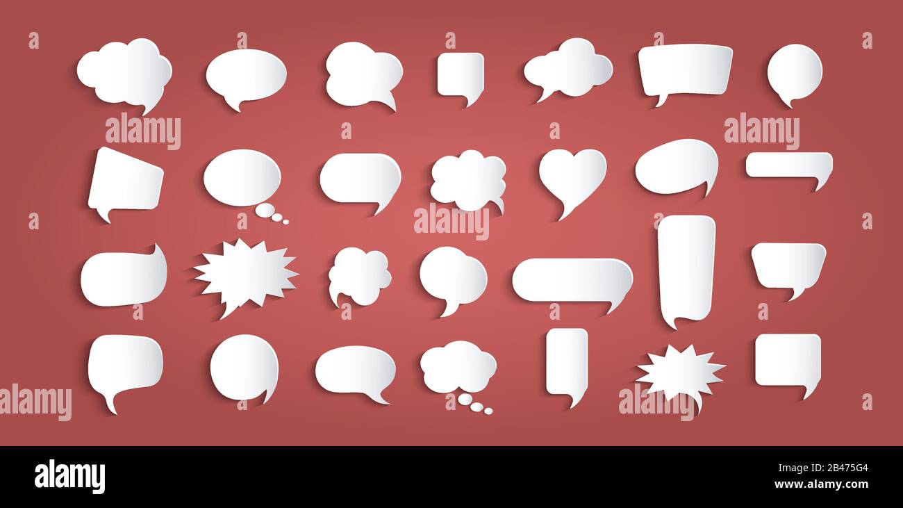 Set speech bubbles empty.Paper chat cartoon bubbles shape and word box ...