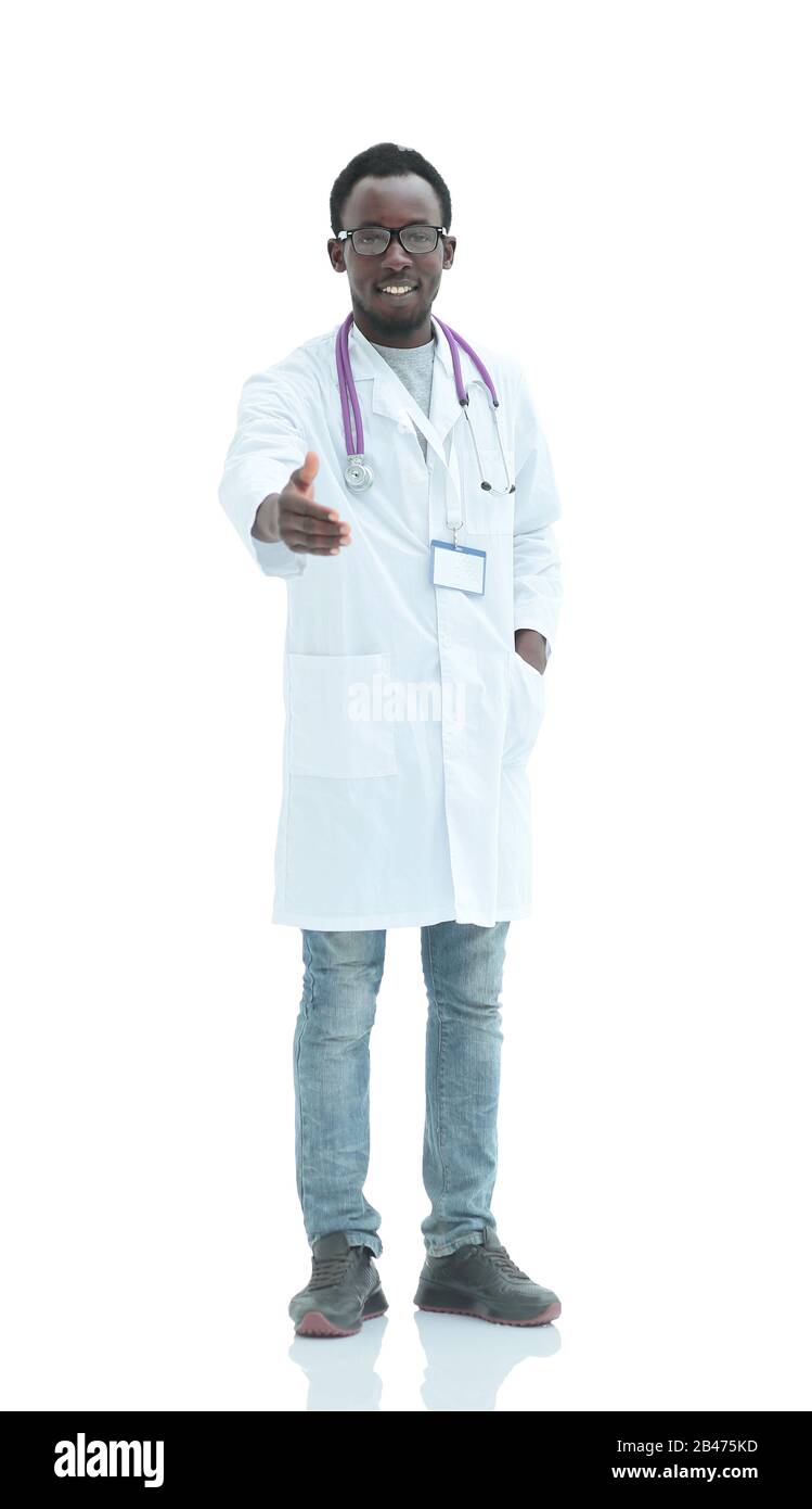 smiling doctor holding out his hand for a handshake Stock Photo - Alamy