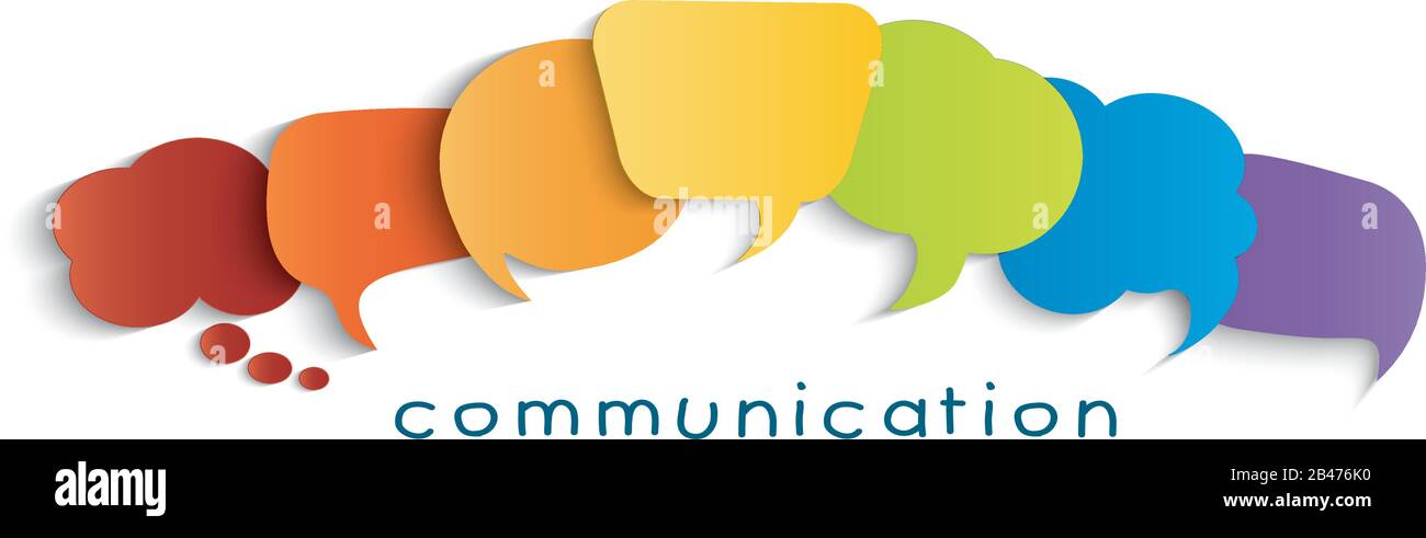 Rainbow-colored speech bubble.Communication concept.Empty clouds.Social ...