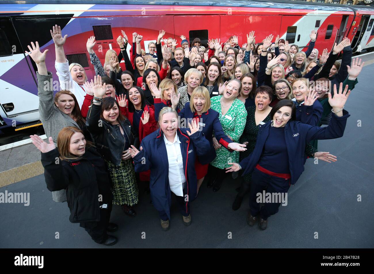 All female crew of the LNER Flying Scotswoman celebrate their arrival ...