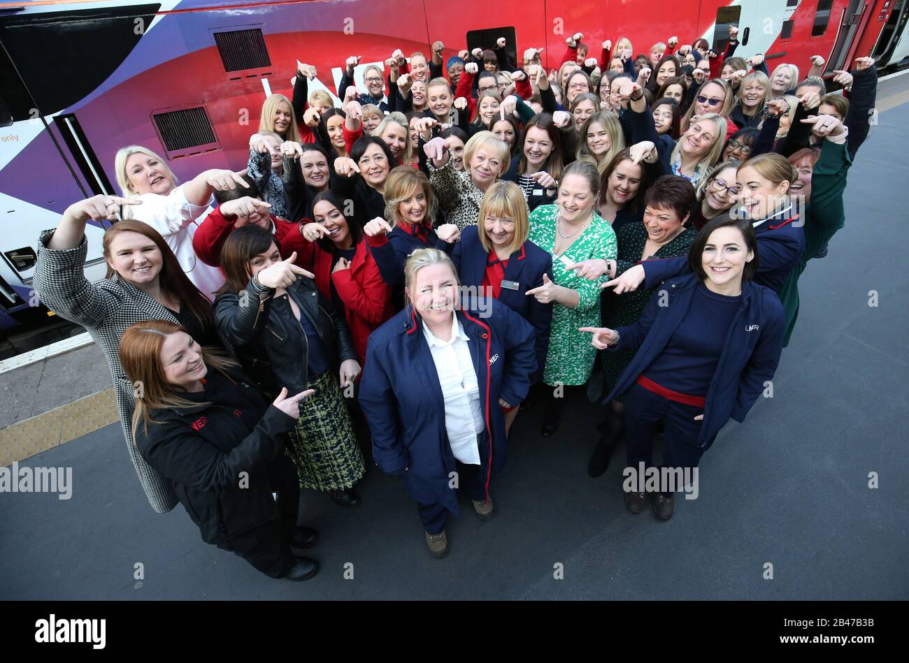 All female crew of the LNER Flying Scotswoman celebrate their arrival ...