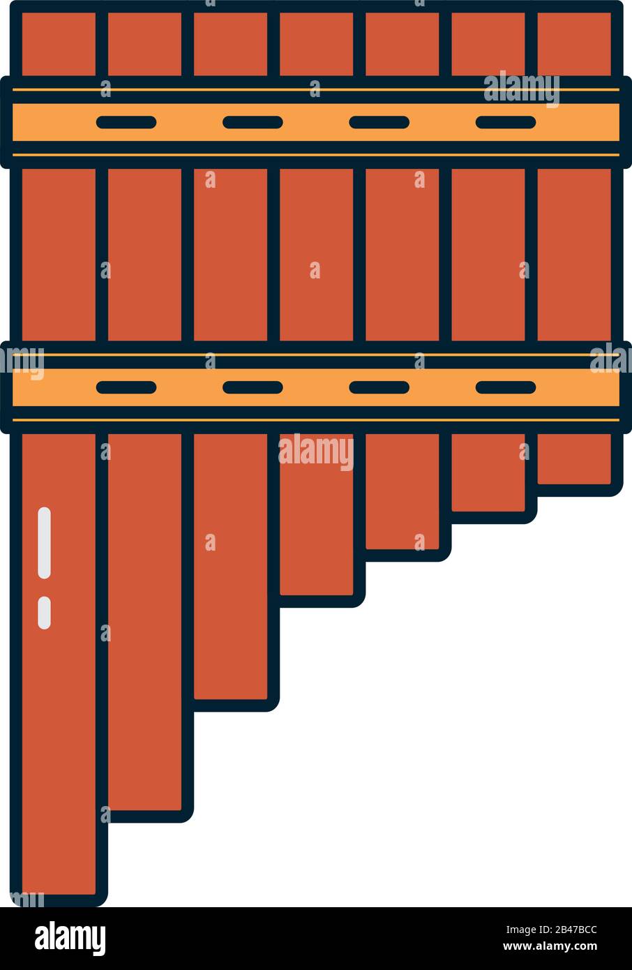 pan flute instrument line and fill style icon design, Music sound ...