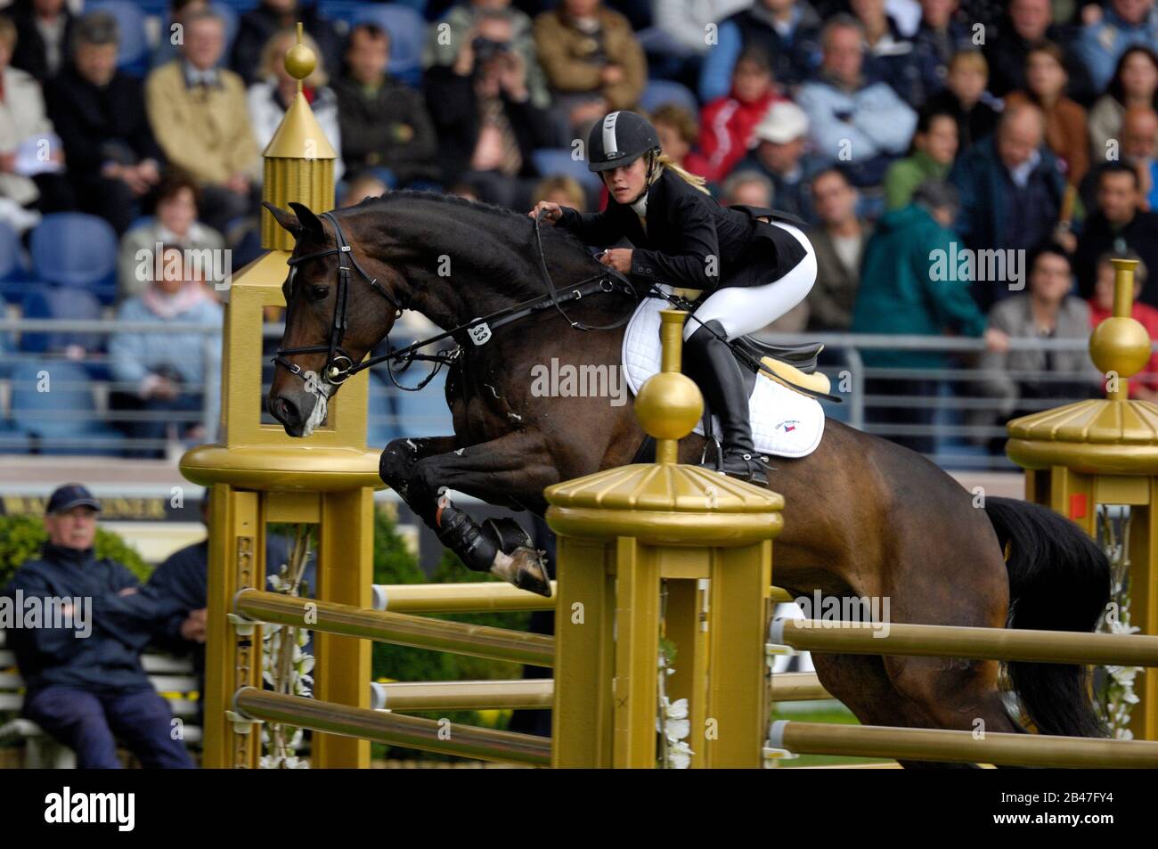 Veronika Macanova (CZE) riding Pompos, World Equestrian Games, Aachen ...