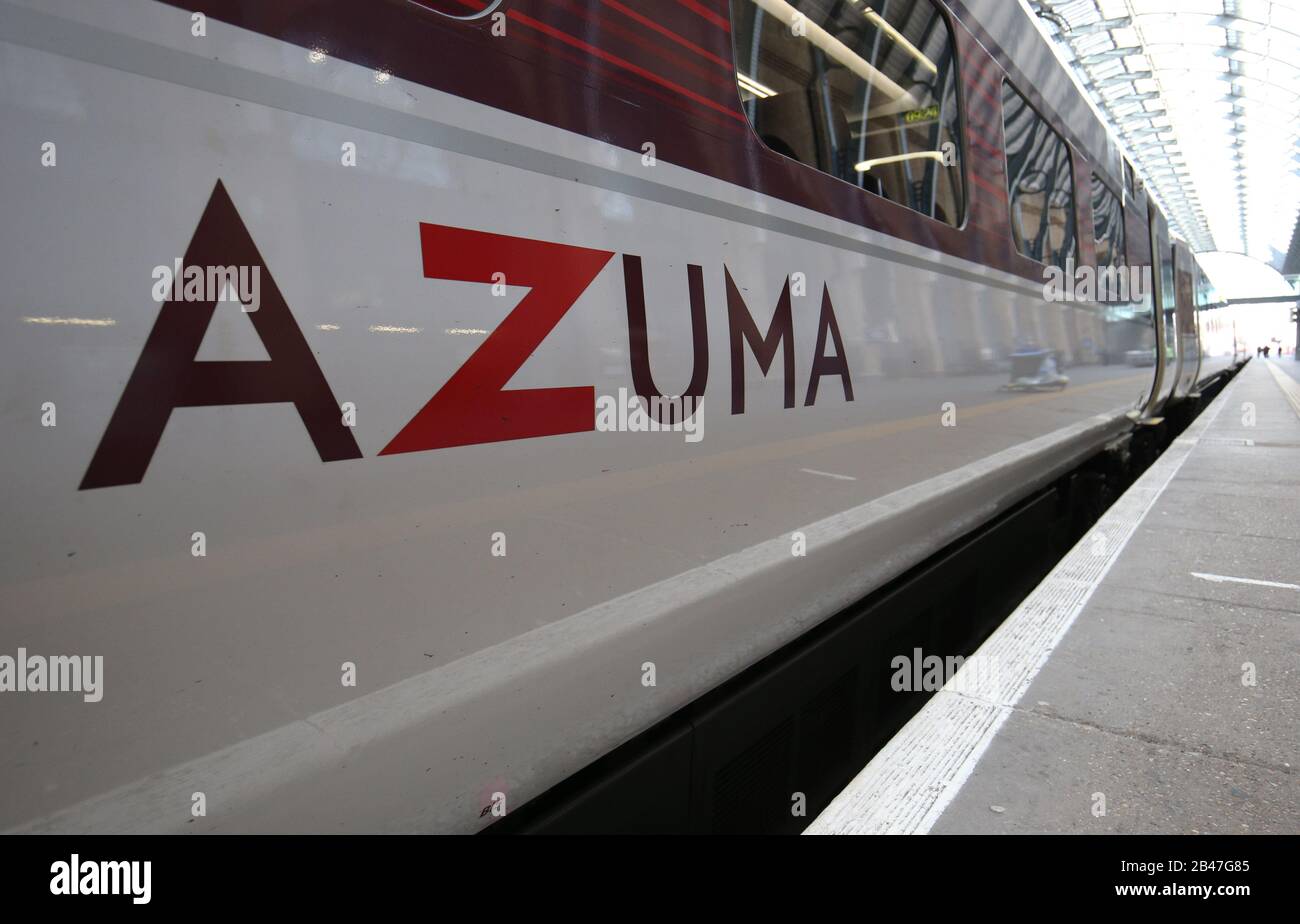 Azuma livery on rolling stock at King's Cross Station in London. PA ...