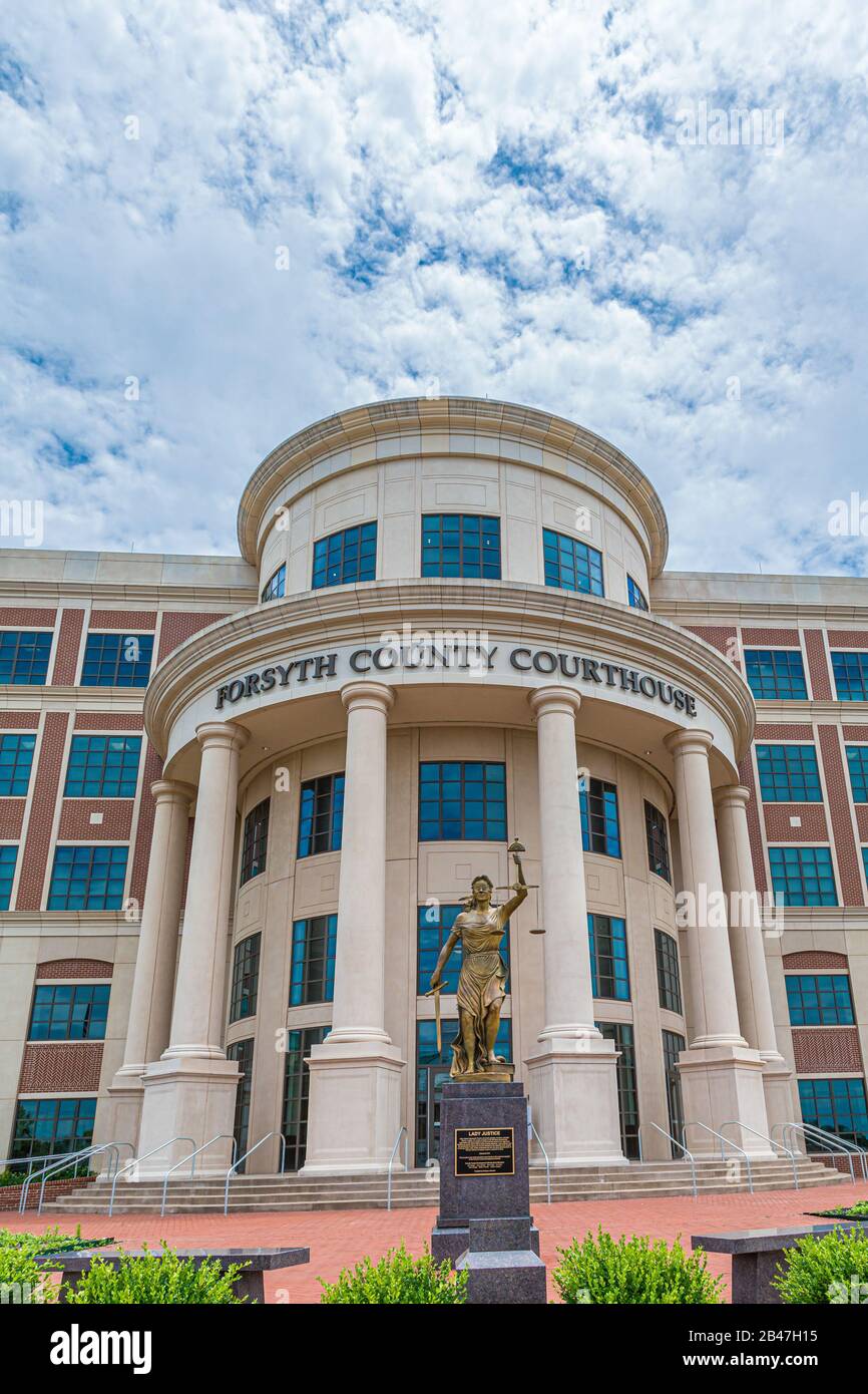 Forsyth County Courthouse and Lady Justice Stock Photo - Alamy