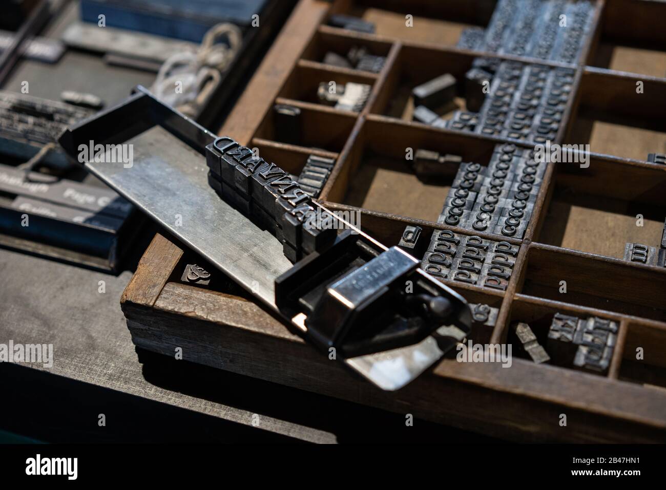 Letterpress printing cases Stock Photo - Alamy