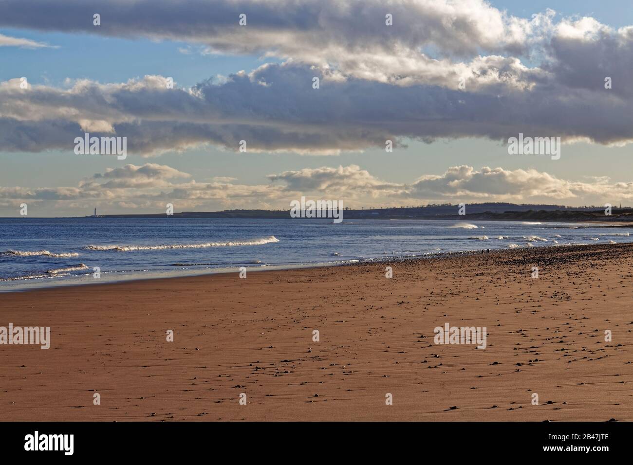 St Cyrus beach with the tide out, looking towards Montrose and Scurdie ...