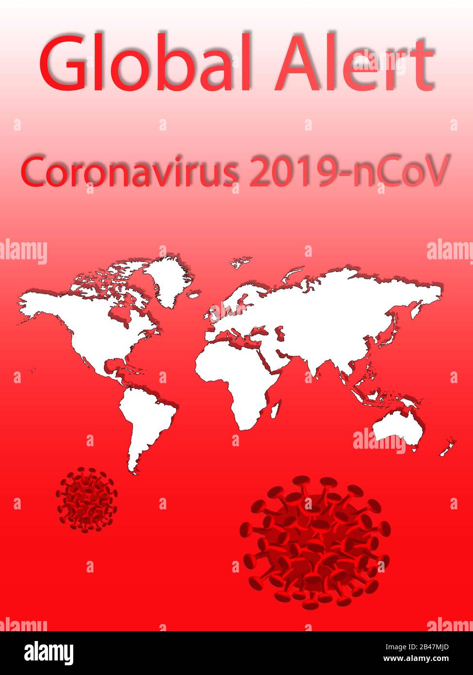 Global alert sign for coronavirus. World map with virus bacteria Stock ...