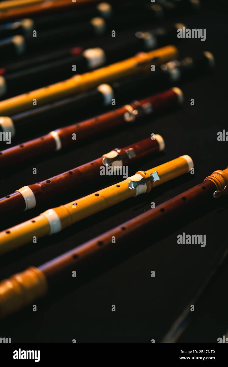 Early Music Historical Instrument - Display of Baroque Traverso Stock ...