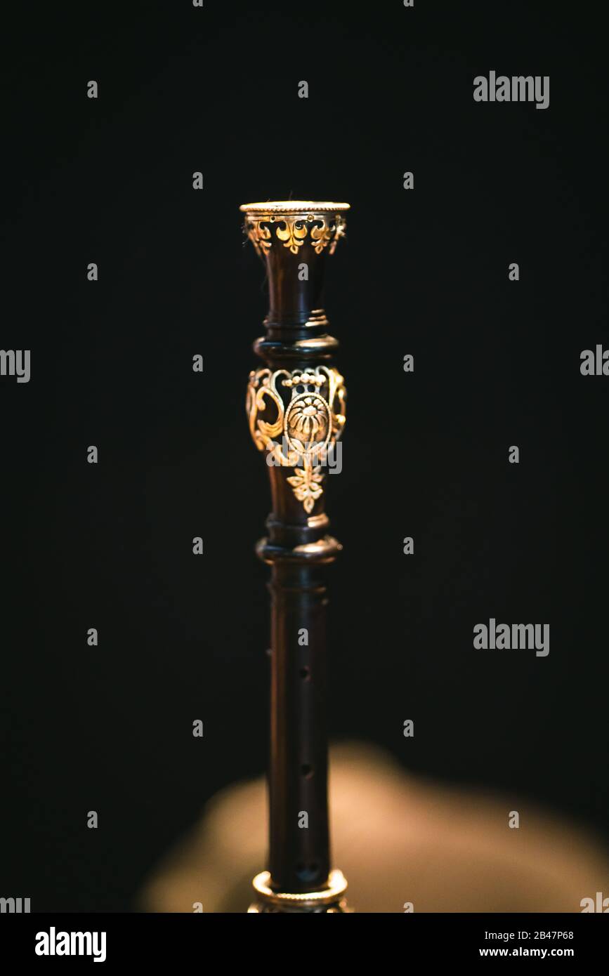 Early Music Historical Instrument - Details of a black Baroque Oboe ...
