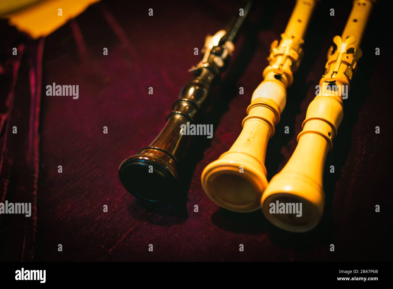 Early Music Historical Instrument - Baroque Oboes on display Stock ...