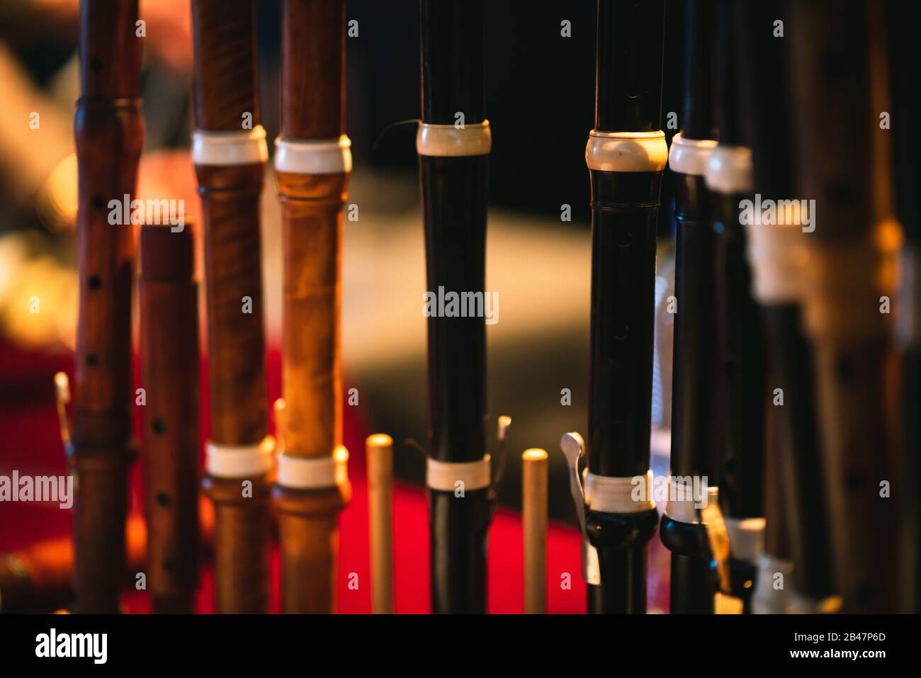 Early Music Historical Instrument - Baroque Oboes on display Stock ...