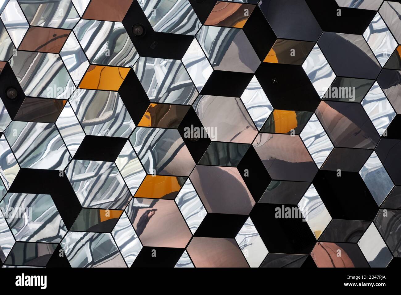 Europe ,Iceland, Reykjavik, glass ceiling in the Harpa Concert Hall ...