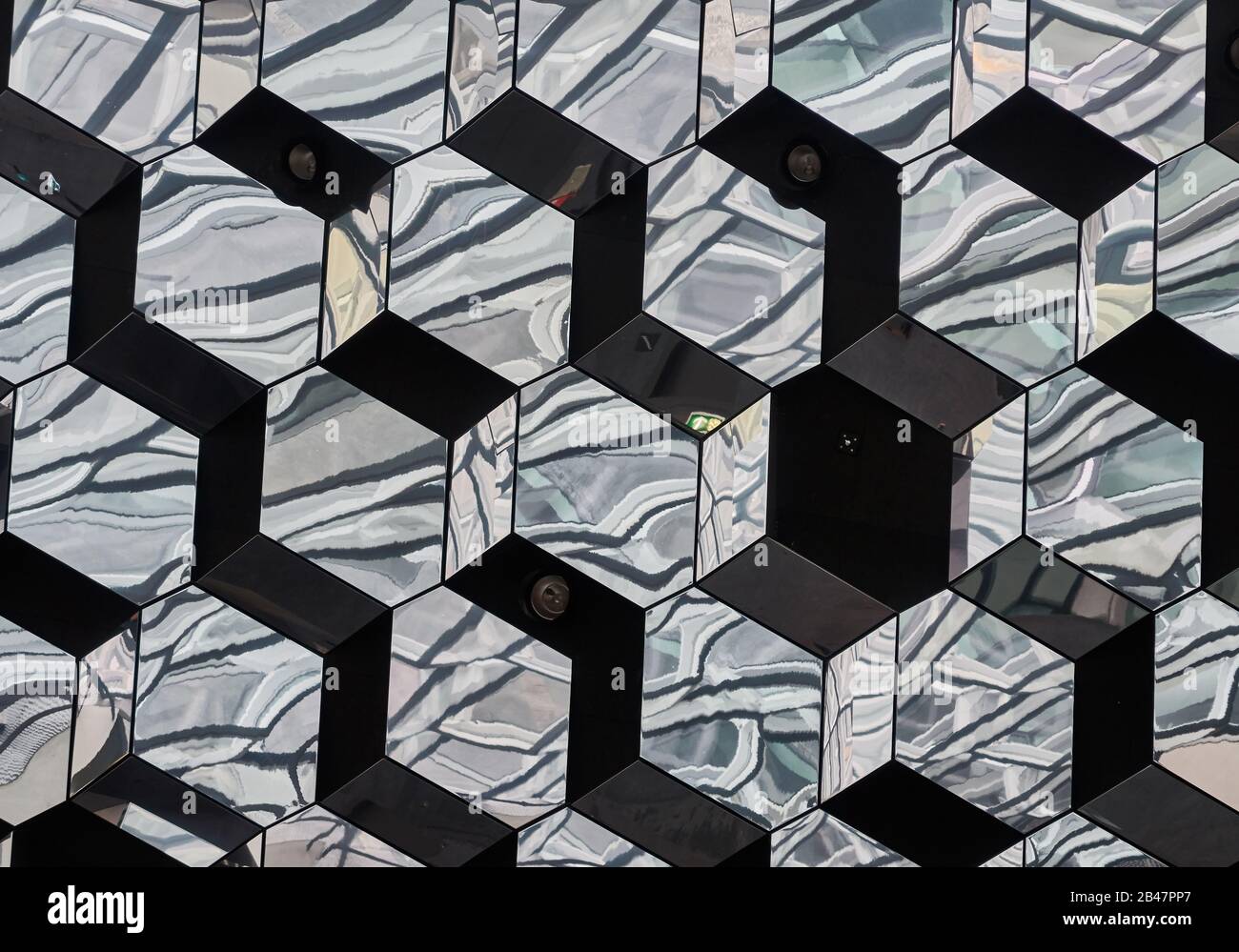 Europe ,Iceland, Reykjavik, glass ceiling in the Harpa Concert Hall ...
