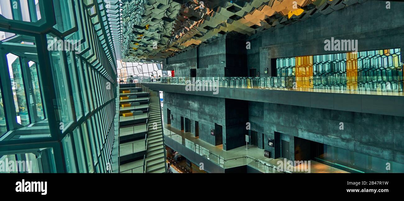 Europe ,Iceland, Reykjavik, the Harpa Concert Hall, Architect: Henning ...