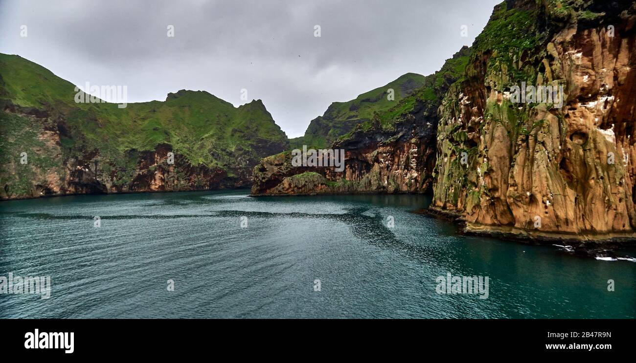 Europe, Iceland, in the Vestmann Archipelago, Heimaey island,the inlet ...