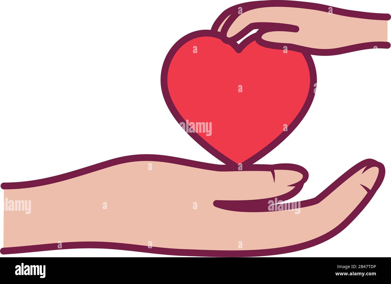baby and mother hand with heart line and fill style icon design, Child ...