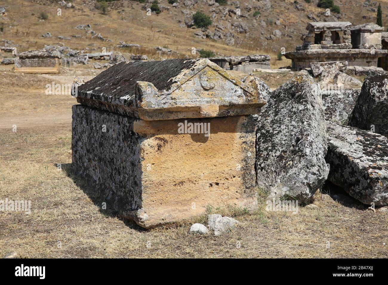 Hierapolis-Pamukkale. Ancient Greek city. Necropolis. View with ...