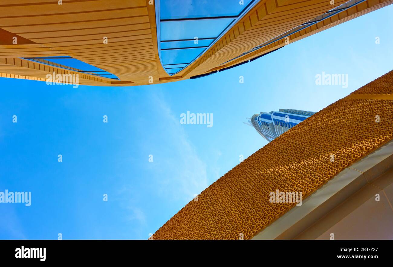 Perspective of walls of modern building - architectural background ...