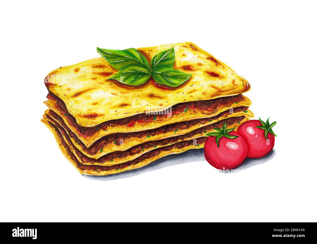 Marker hand drawn illustration lasagna isolated on white background ...