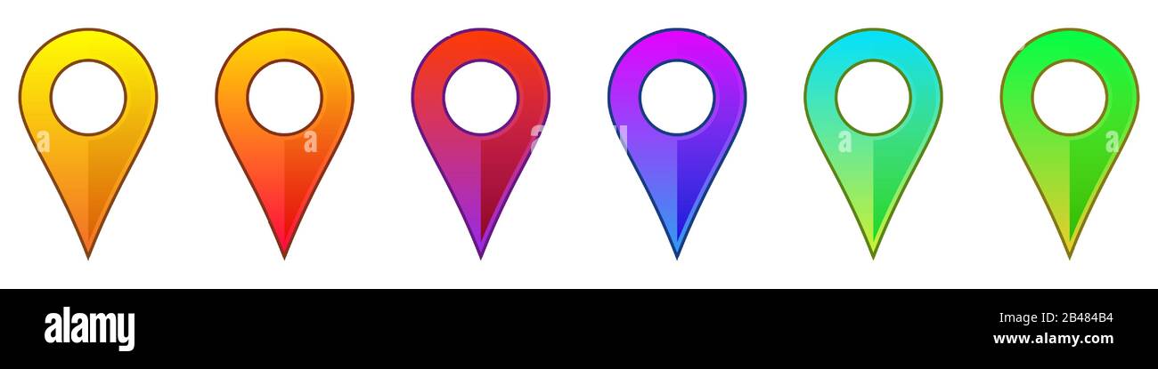 Location pin icons set. Colorful navigation icons. Map pointer icons isolated. Vector ...