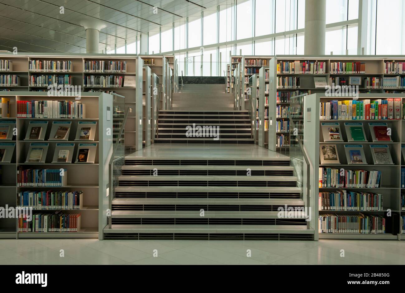 An interior view of the iconic Qatar National Library, Education City ...