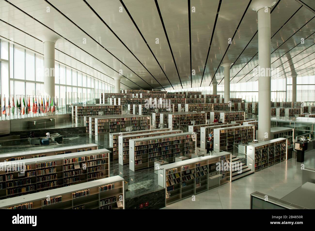 An interior view of the iconic Qatar National Library, Education City ...