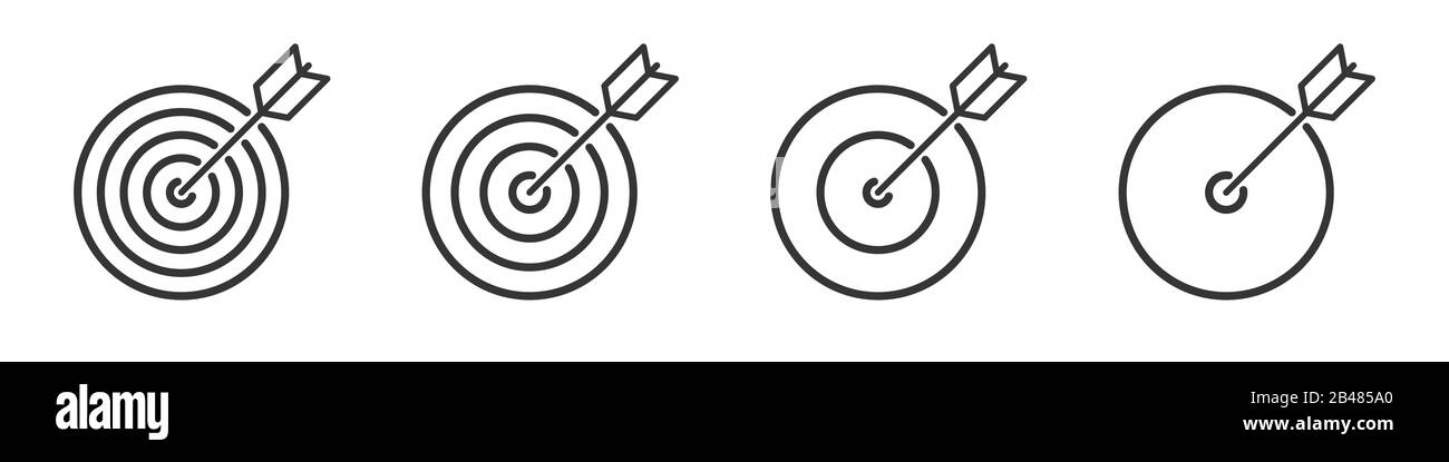 Set of linear targets with arrow. Various line targets. Thin linear ...