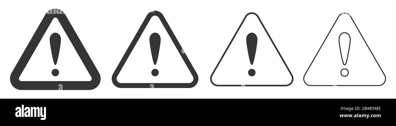 Set of warning symbols with Exclamation mark. Triangular signs with ...