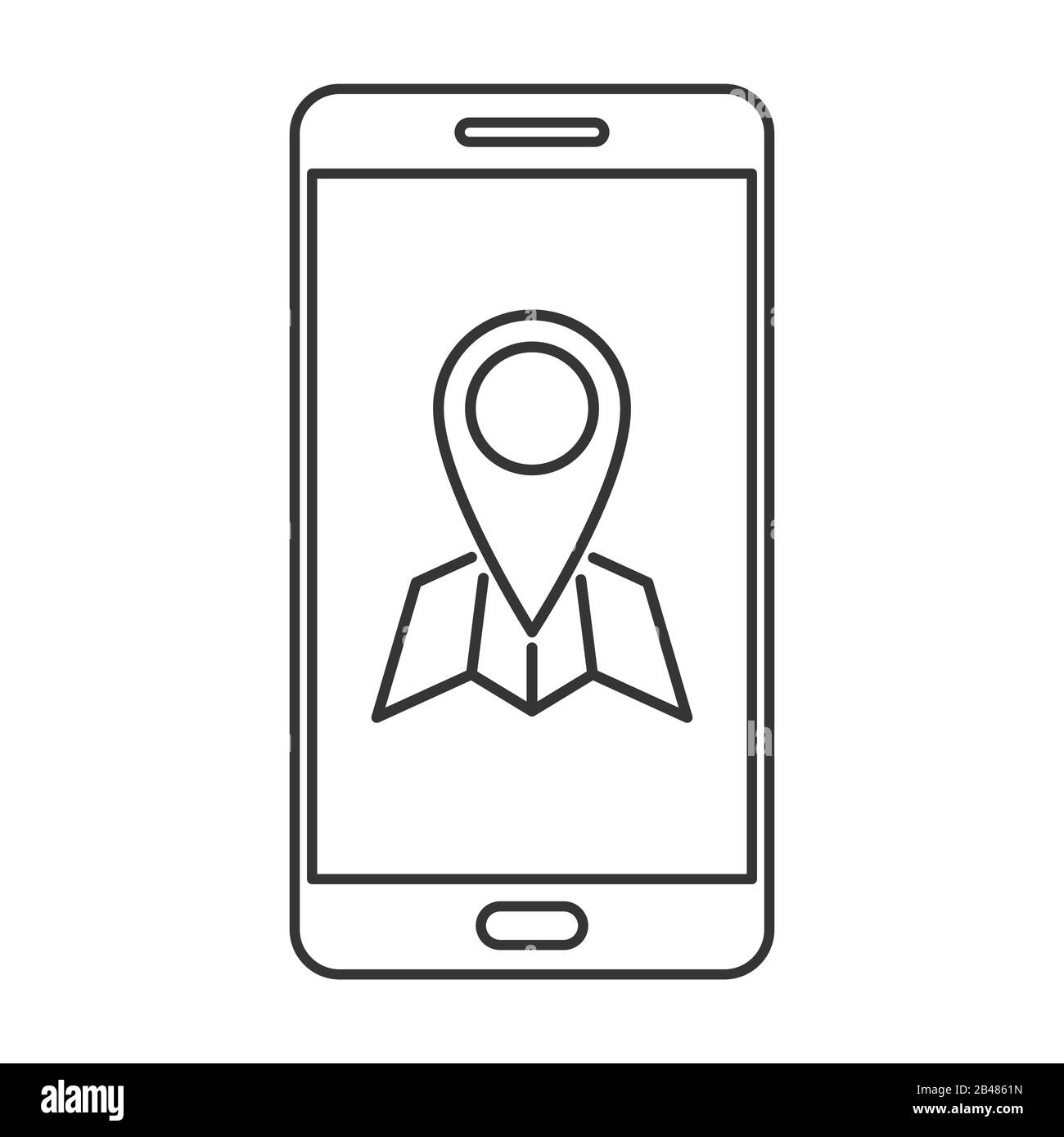 Phone icon with location symbol in line style. Phone outline icon ...