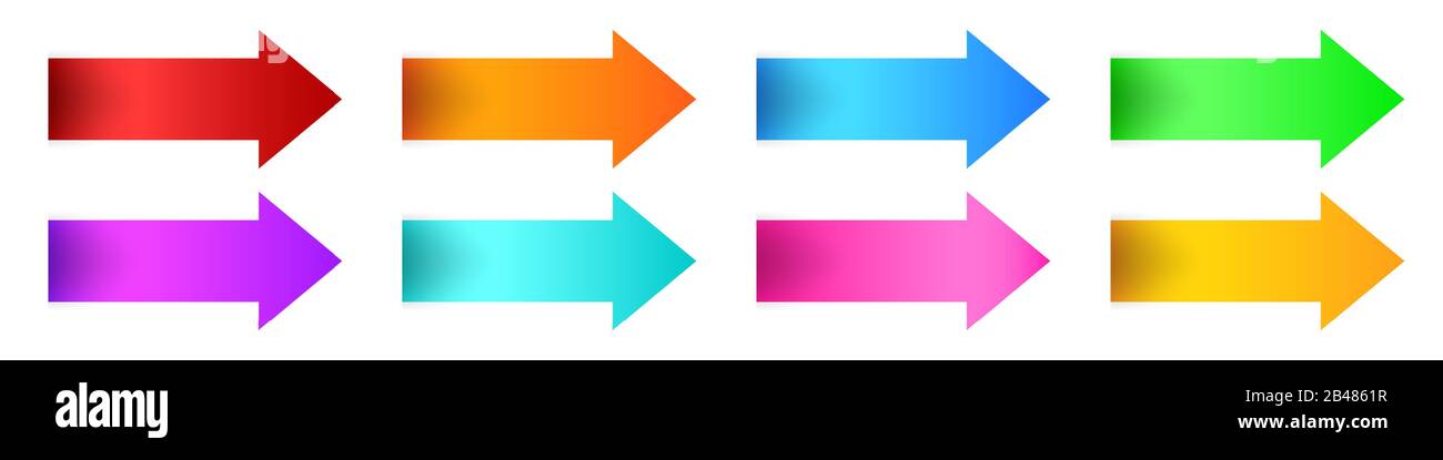 Arrows set. Vector arrow icons. Colorful bright arrows. Vector ...