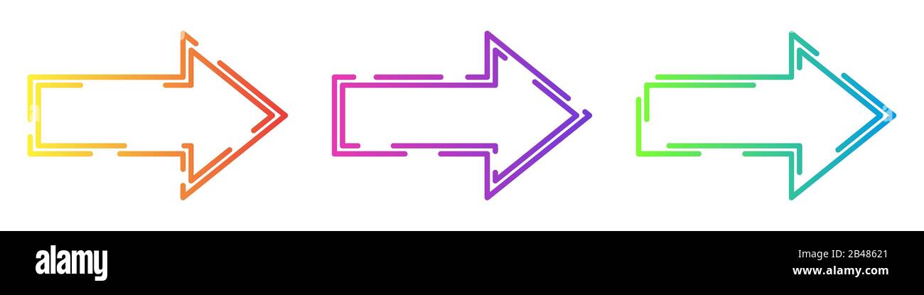 Set of linear arrows. Vector arrows set. Colorful outline arrows. Vector illustration Stock ...
