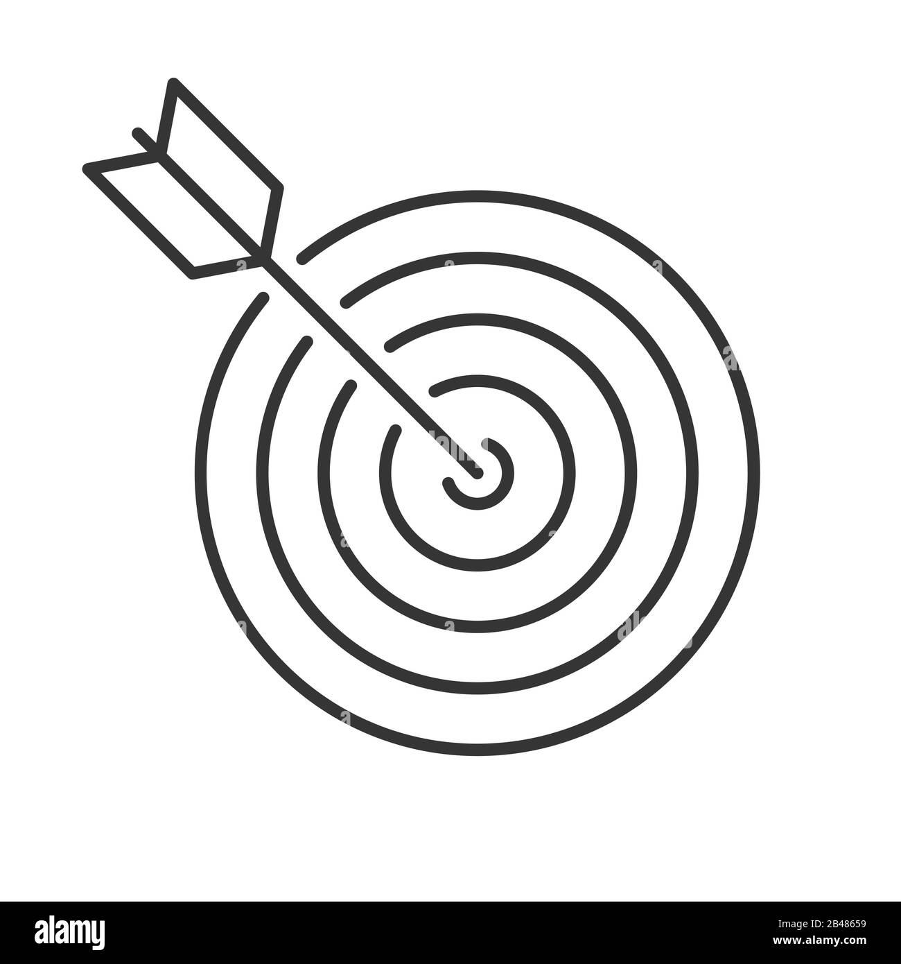 Linear target with arrow. Black line target. Thin linear vector icon ...