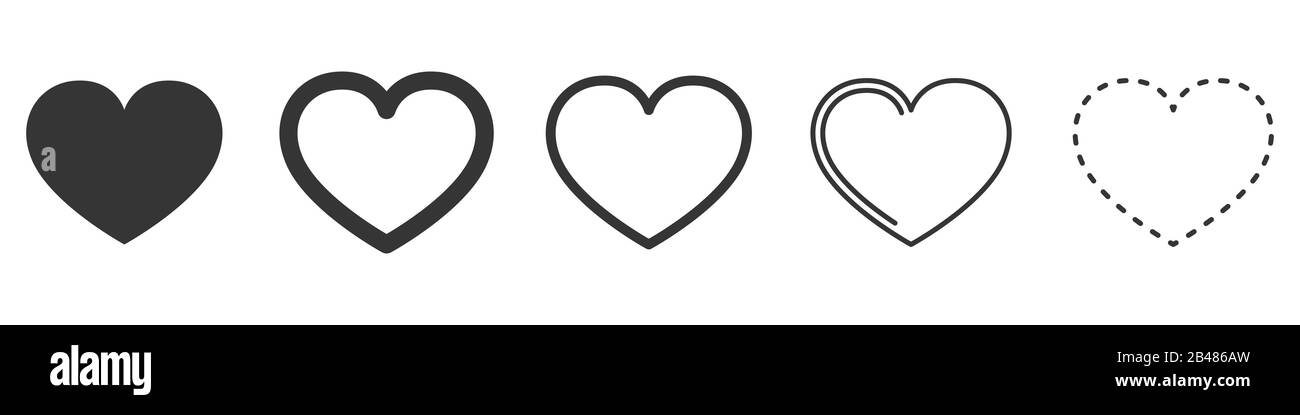 Heart vector icons. Set of love symbols on white background. Vector ...