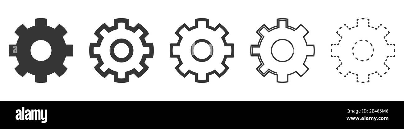Gear wheel vector icons. Set of Gear wheel symbols, on white background ...