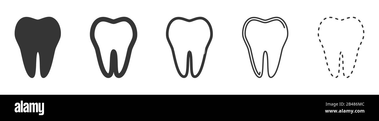 Tooth vector icons. Set of tooth symbols on white background. Vector ...