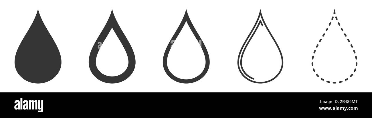 Water Drop vector icons. Set of drops symbols on white background ...