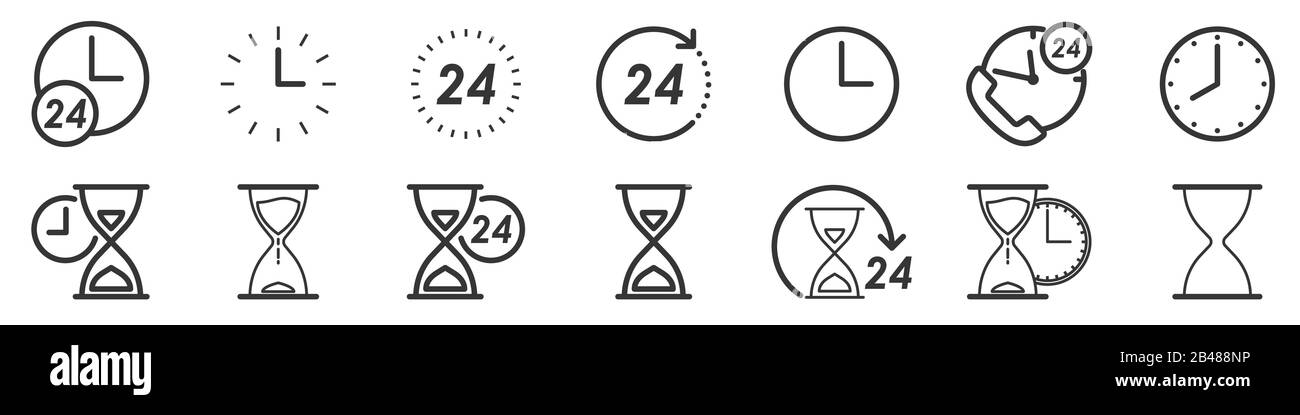 Set of Time and Clock icons in thin line style. Outline time icons ...