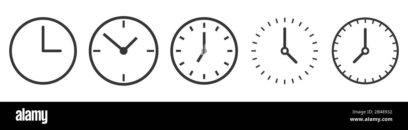 Set of Time and Clock icons in thin line style. Outline time icons ...