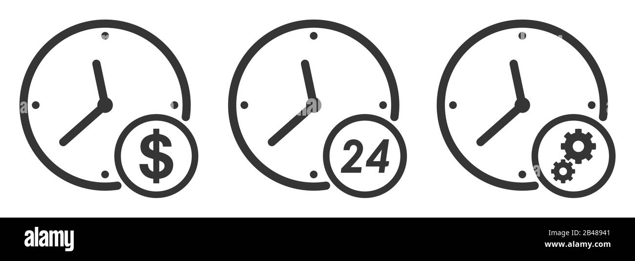 Set of Time and Clock icons in thin line style. Outline time icons ...