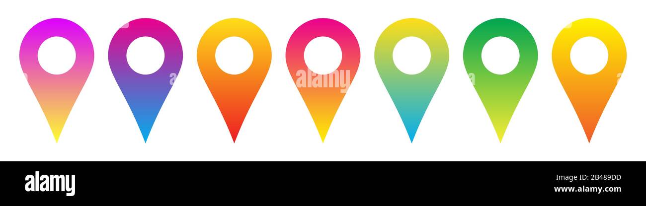 Set of colorful location icons. Map pointer icons isolated. Color ...