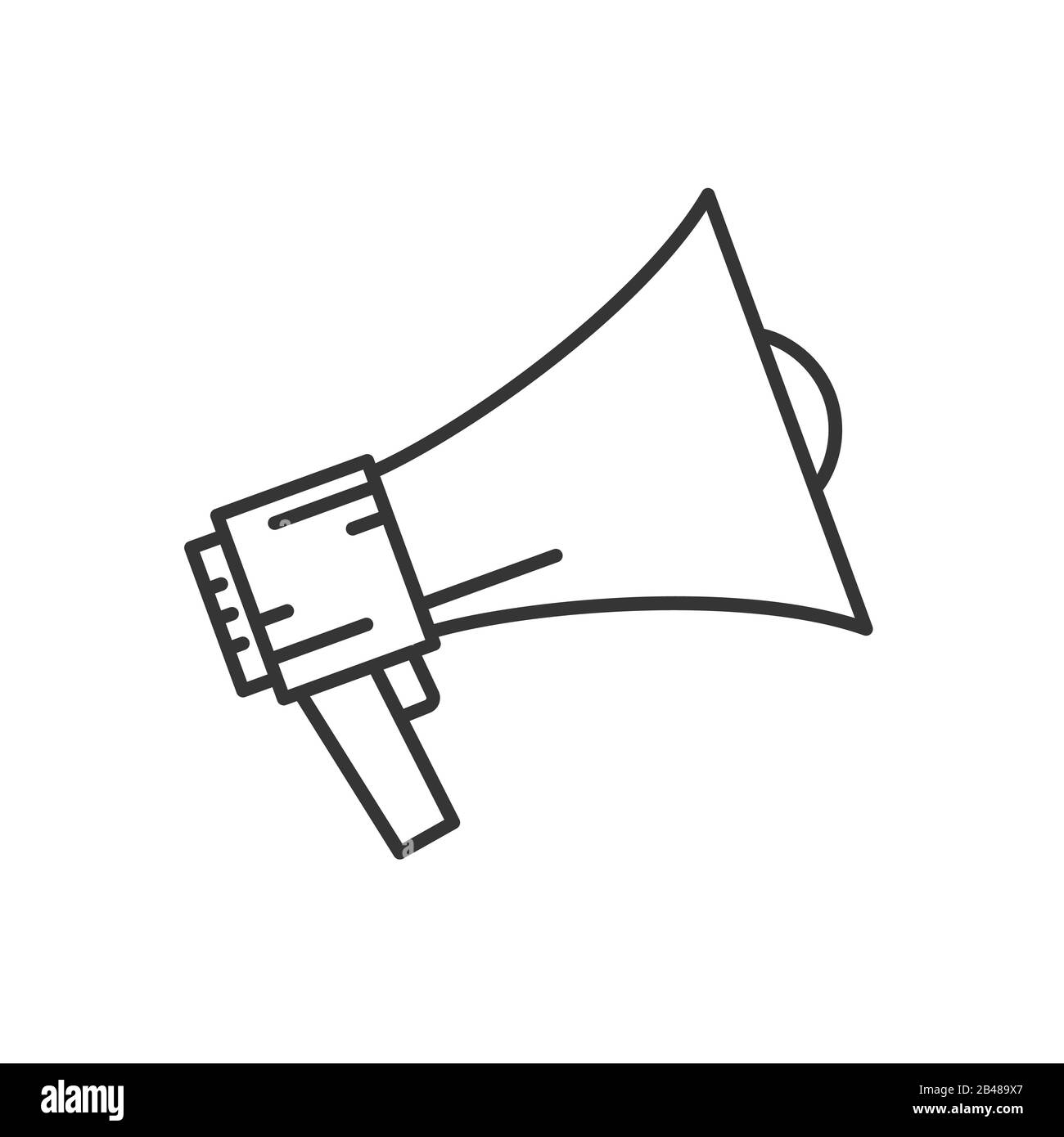 Vector Megaphone icon in flat linear design. Symbol of rally or protest ...