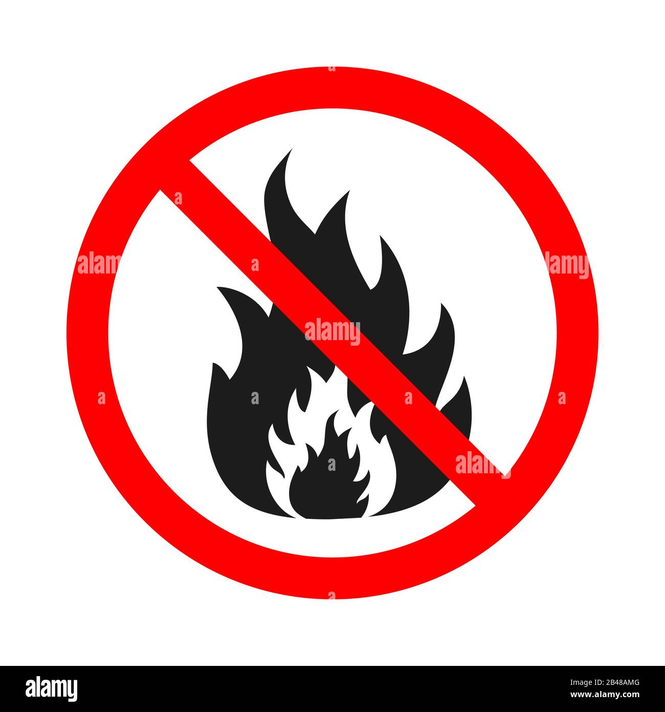 No bonfire prohibited vector symbol. No fire sign on white background ...