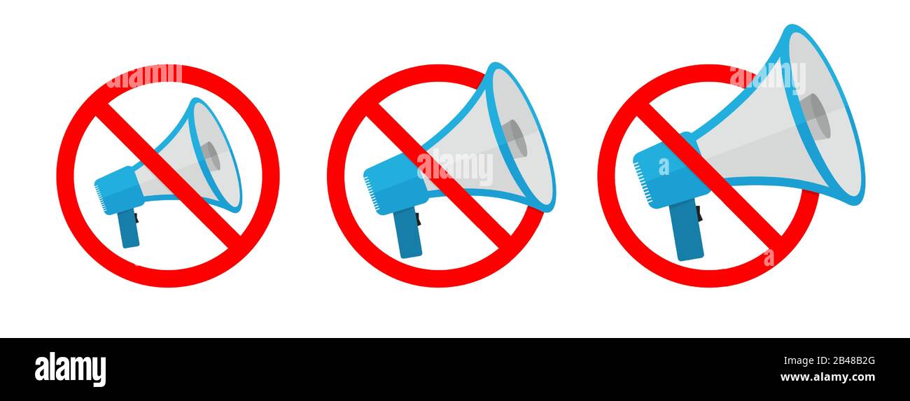 No megaphone icon. No noise concept. Set of vector symbols of rally or ...