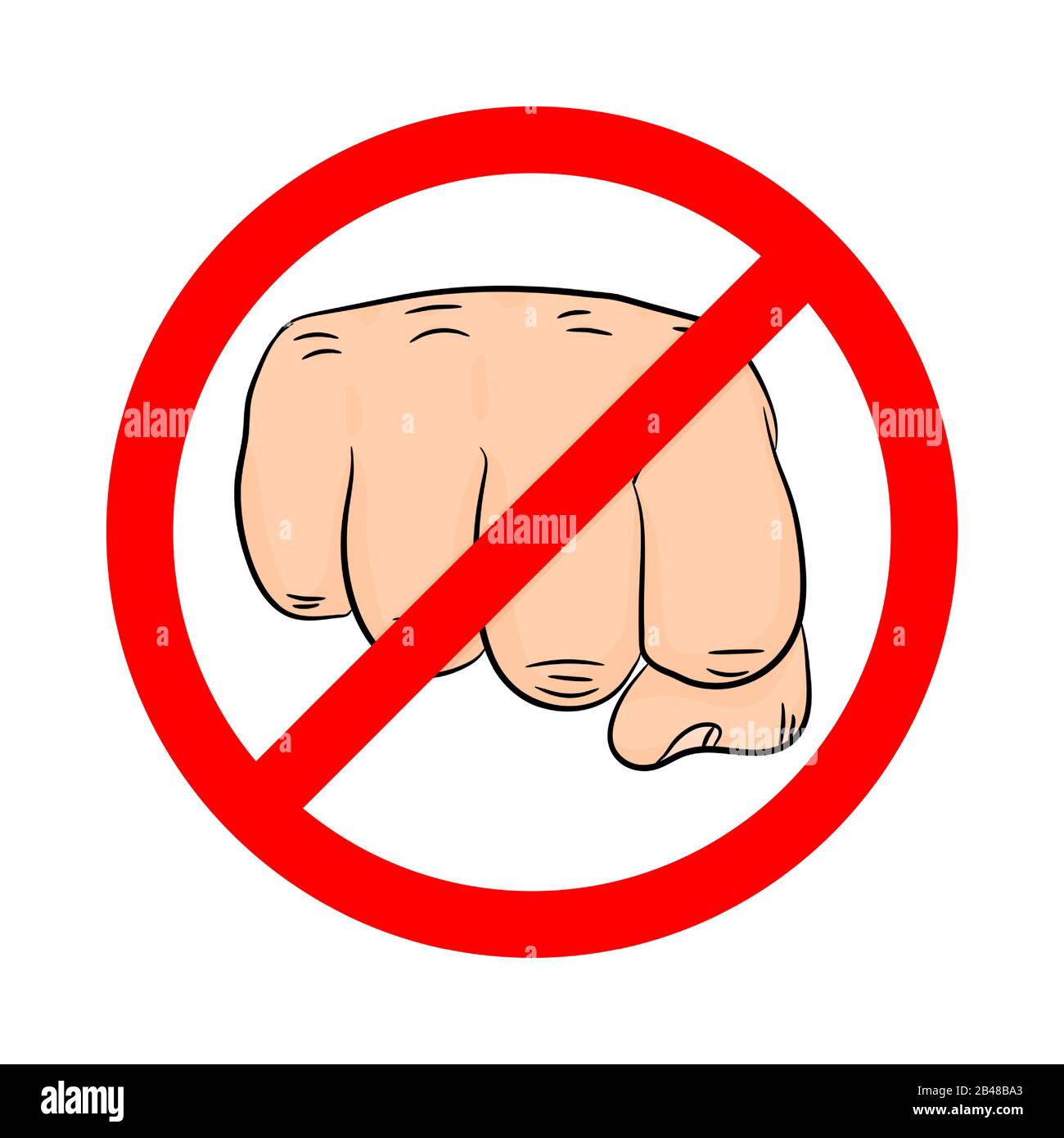 Forbidden fighting sign on white background. Fist icon and forbidden ...