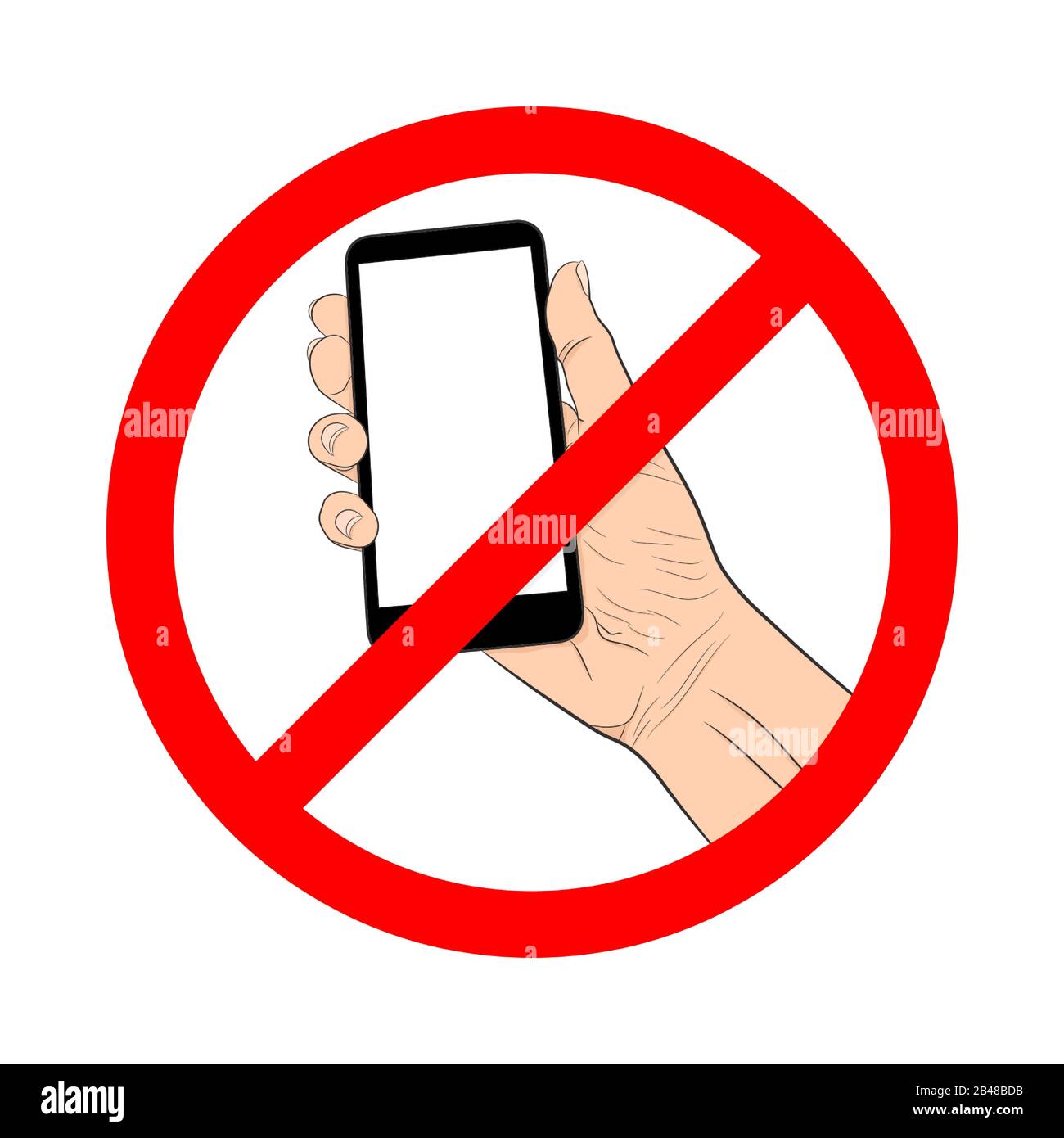 Phone forbidden vector sign. No phone, no smartphone sign on white ...